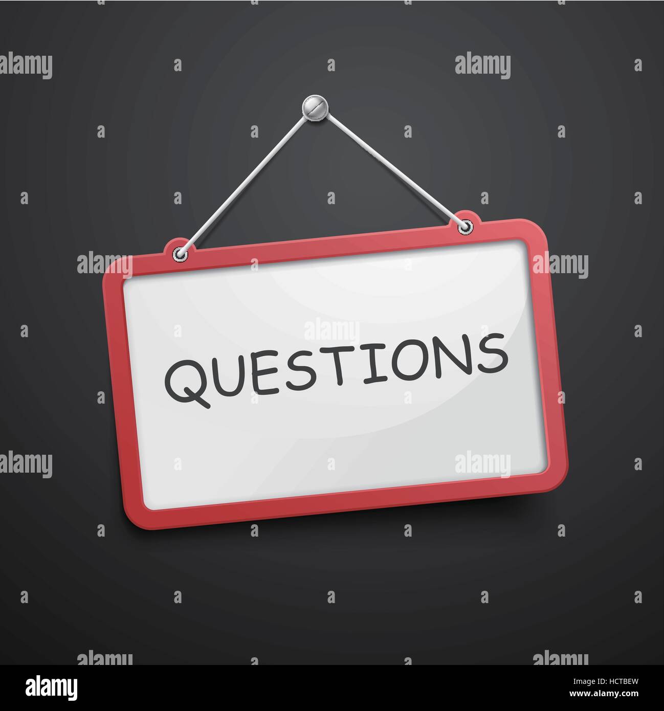 questions hanging sign isolated on black wall Stock Vector Image & Art ...