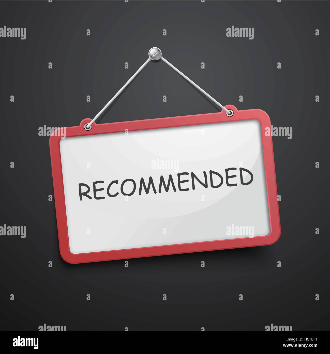 recommended hanging sign isolated on black wall Stock Vector Image ...