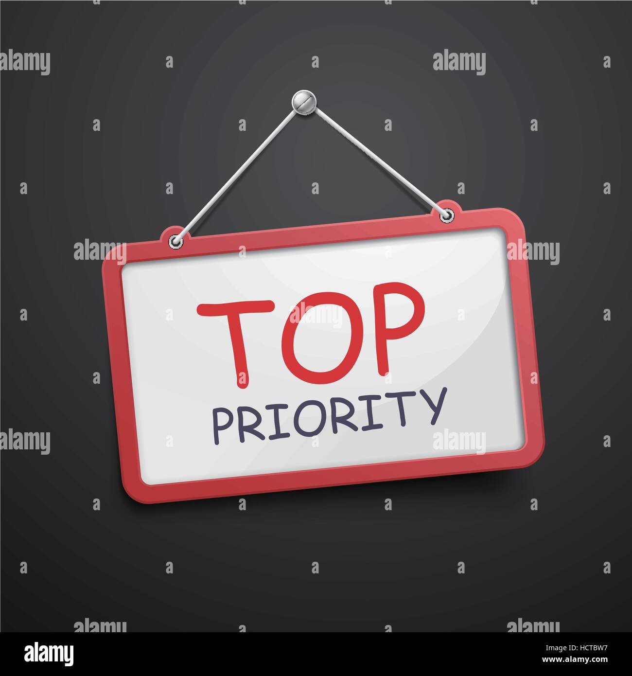 top priority hanging sign isolated on black wall Stock Vector Image ...