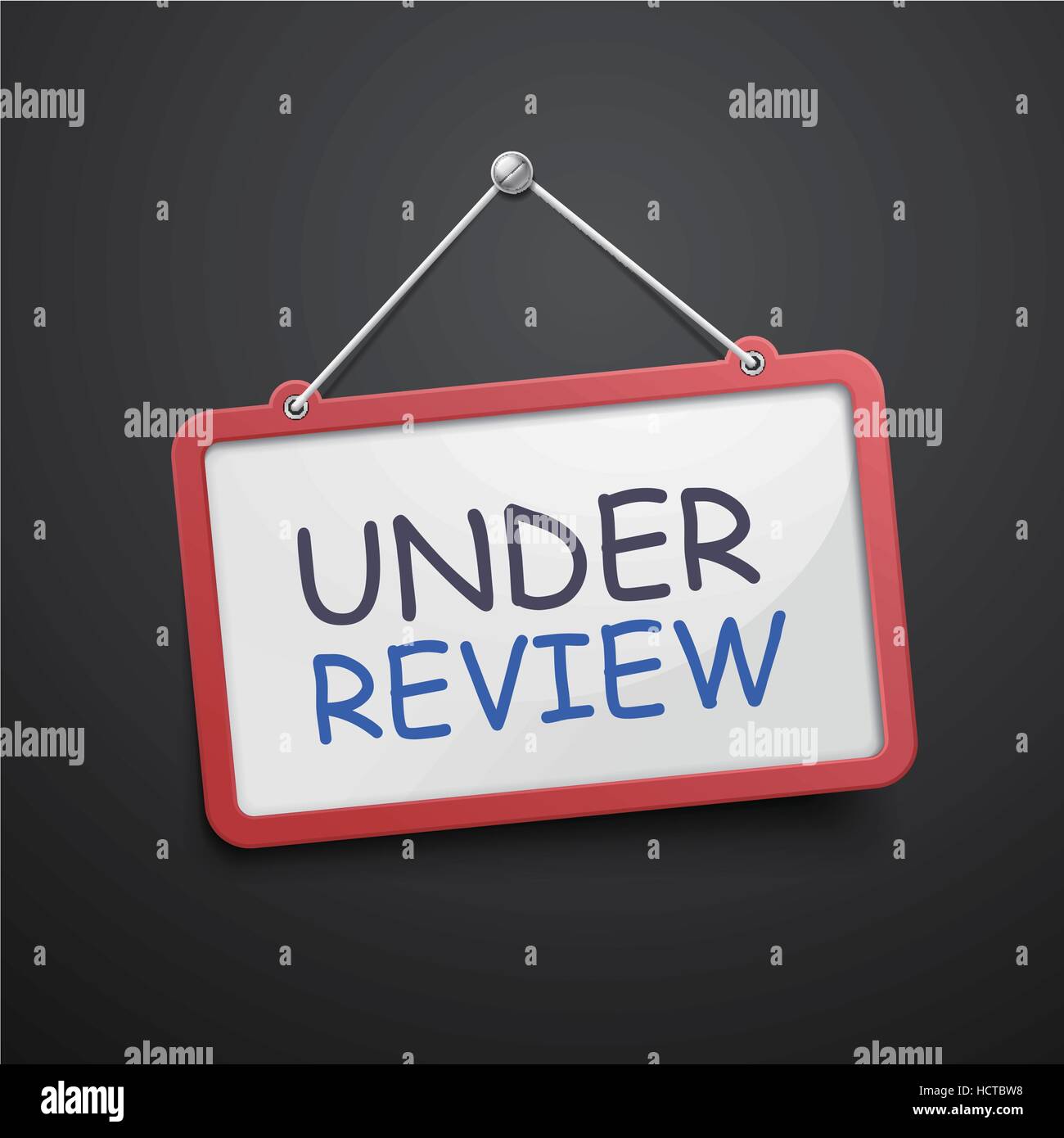 under review hanging sign isolated on black wall Stock Vector Image ...