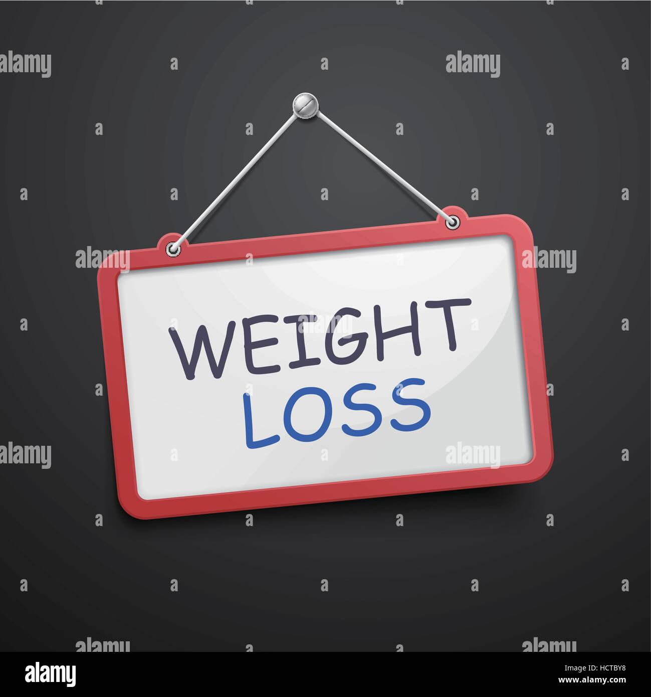 weight loss hanging sign isolated on black wall Stock Vector Image ...