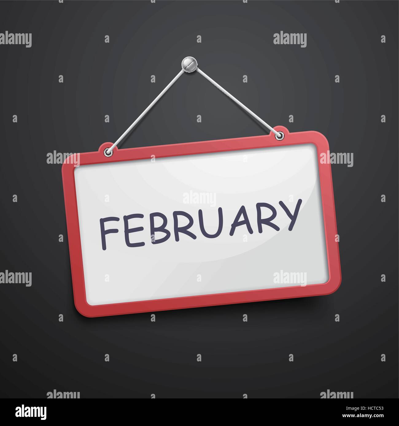 February hanging sign isolated on black wall Stock Vector Image & Art ...