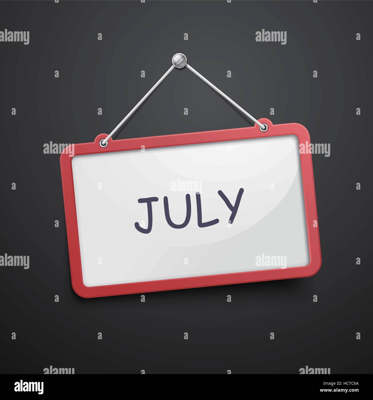 July hanging sign isolated on black wall Stock Vector Image & Art - Alamy