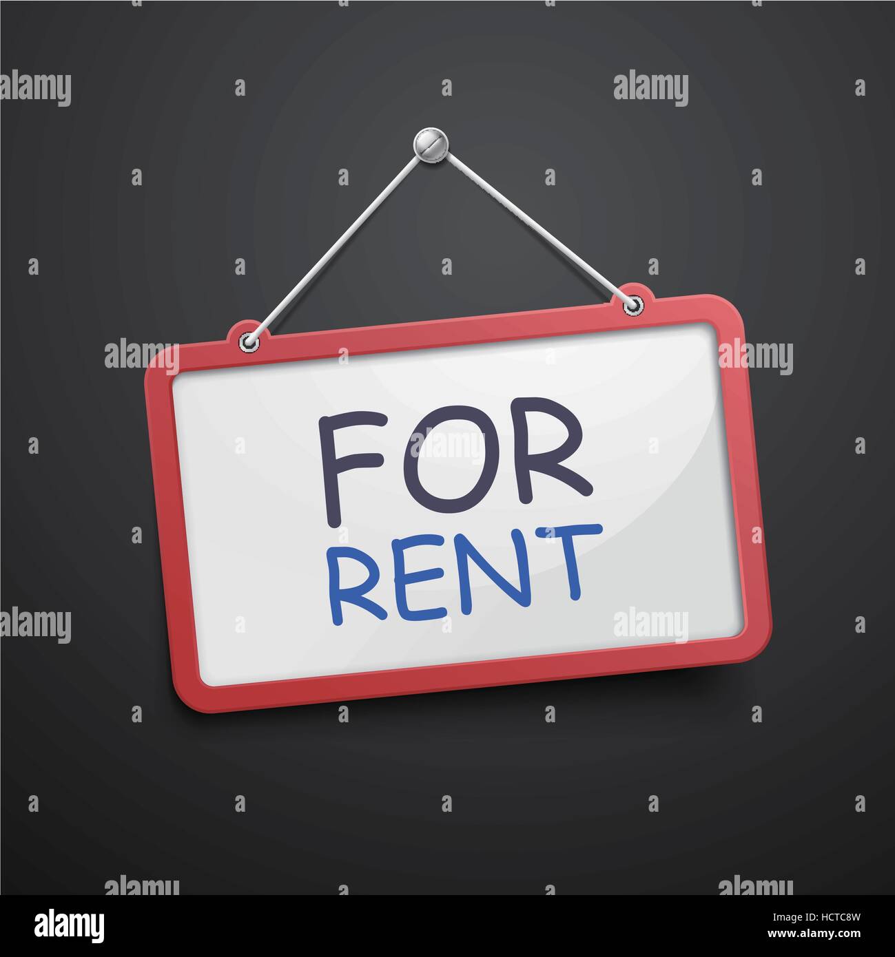 for rent hanging sign isolated on black wall Stock Vector Image & Art ...