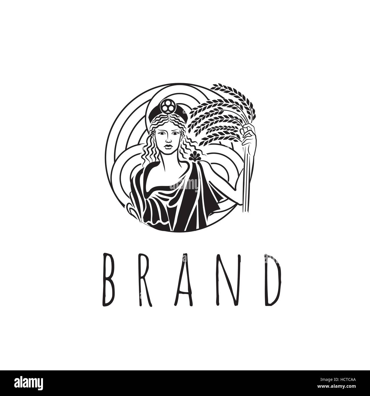 Agriculture goddess vector logo template - Vector. Greek goddess ...