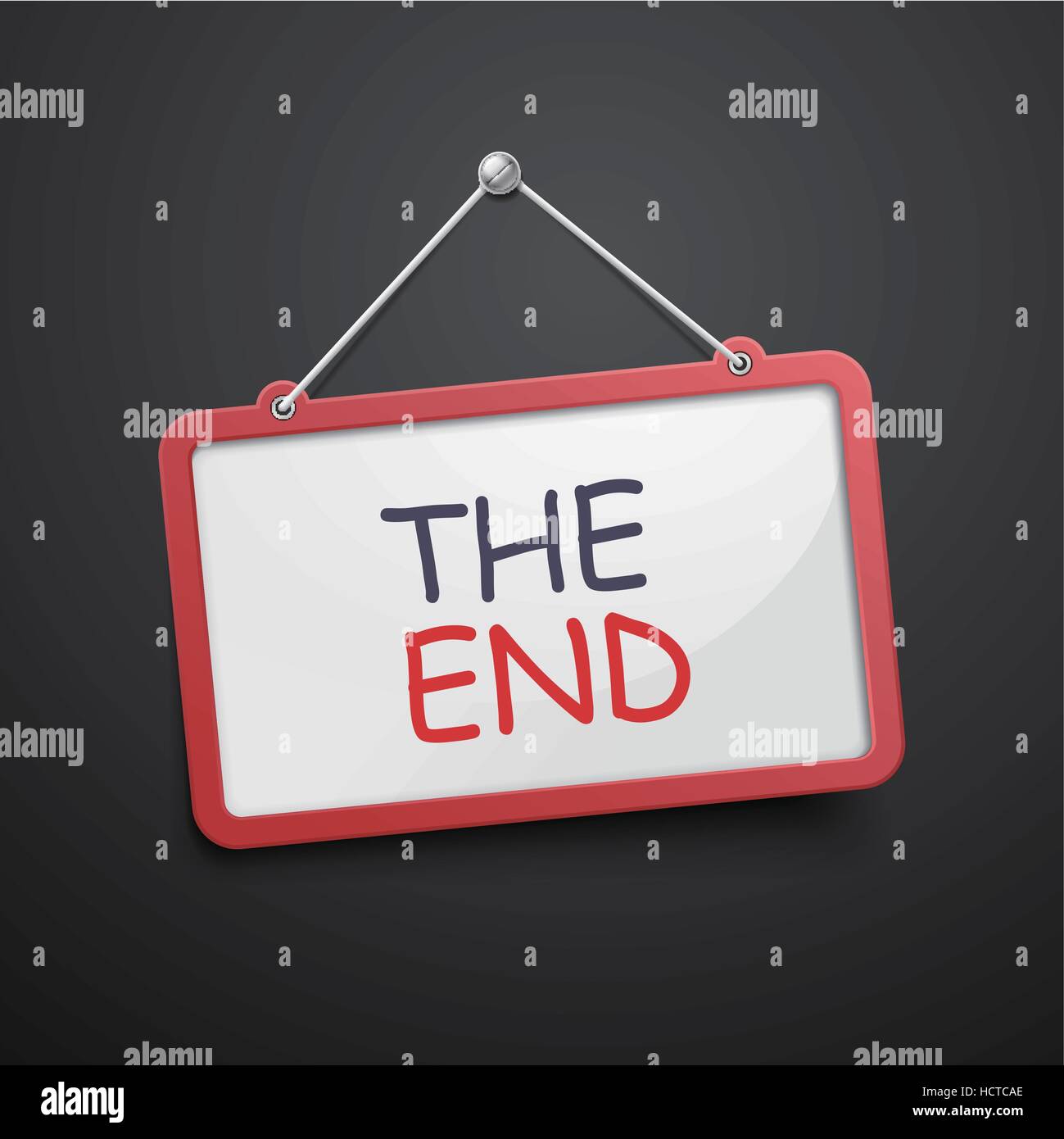the end hanging sign isolated on black wall Stock Vector Image & Art ...