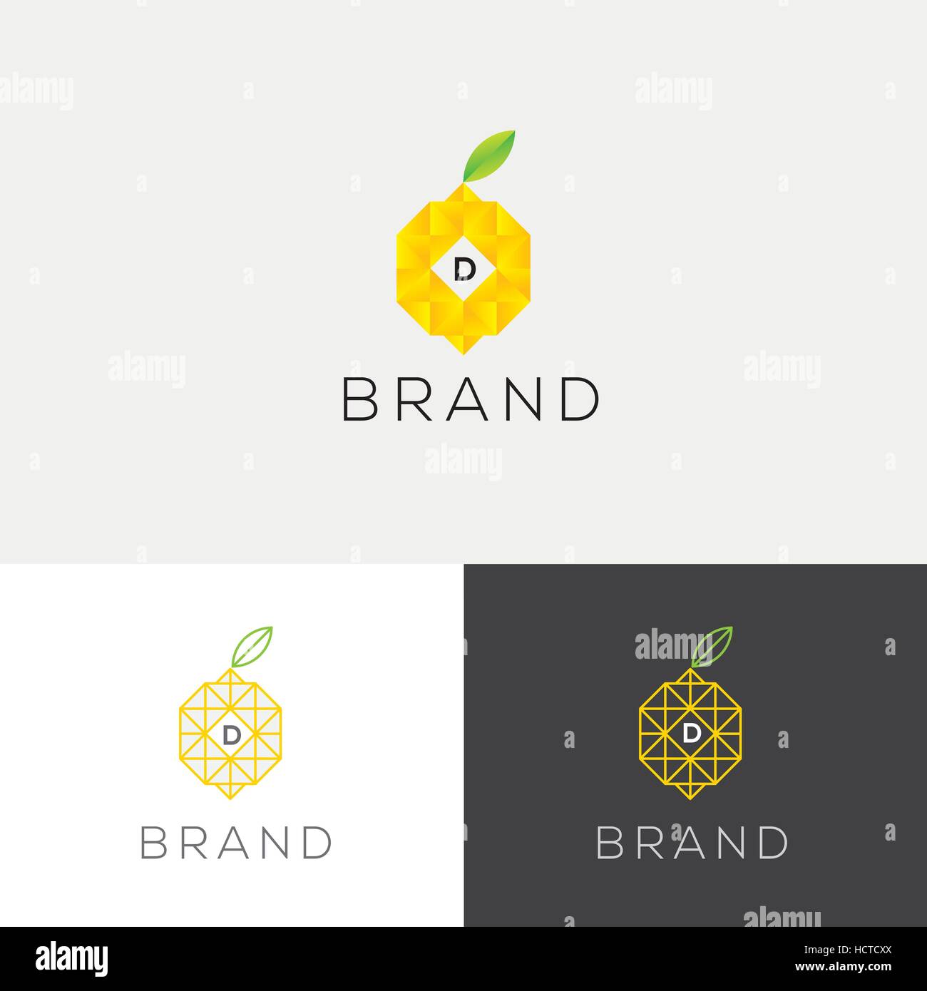 Orange vector logo. Lemon emblem. Citrus juice design element. Letter D ...