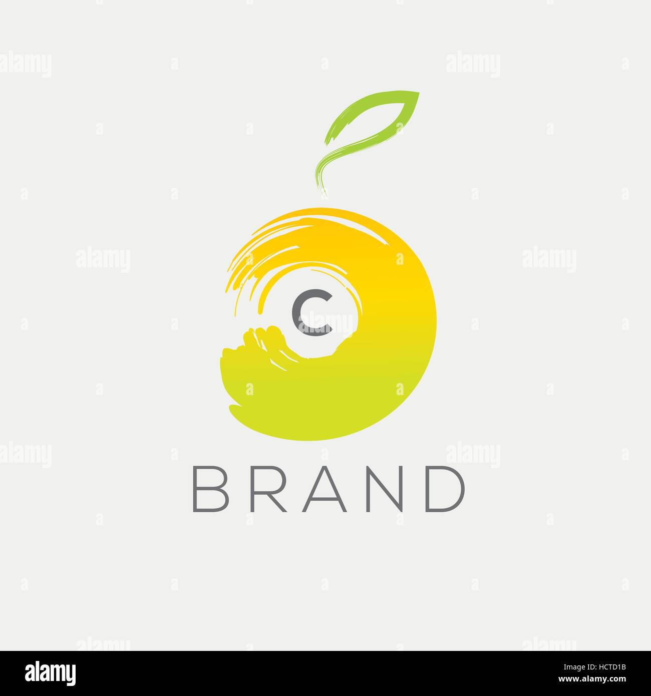 Orange vector logo. Lemon emblem. Citrus juice design element. Letter C ...