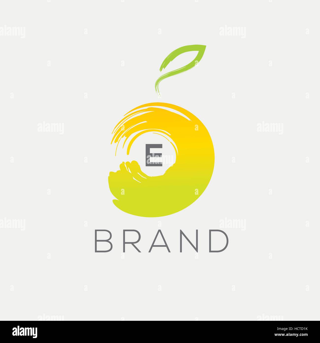 Orange vector logo. Lemon emblem. Citrus juice design element. Letter E ...