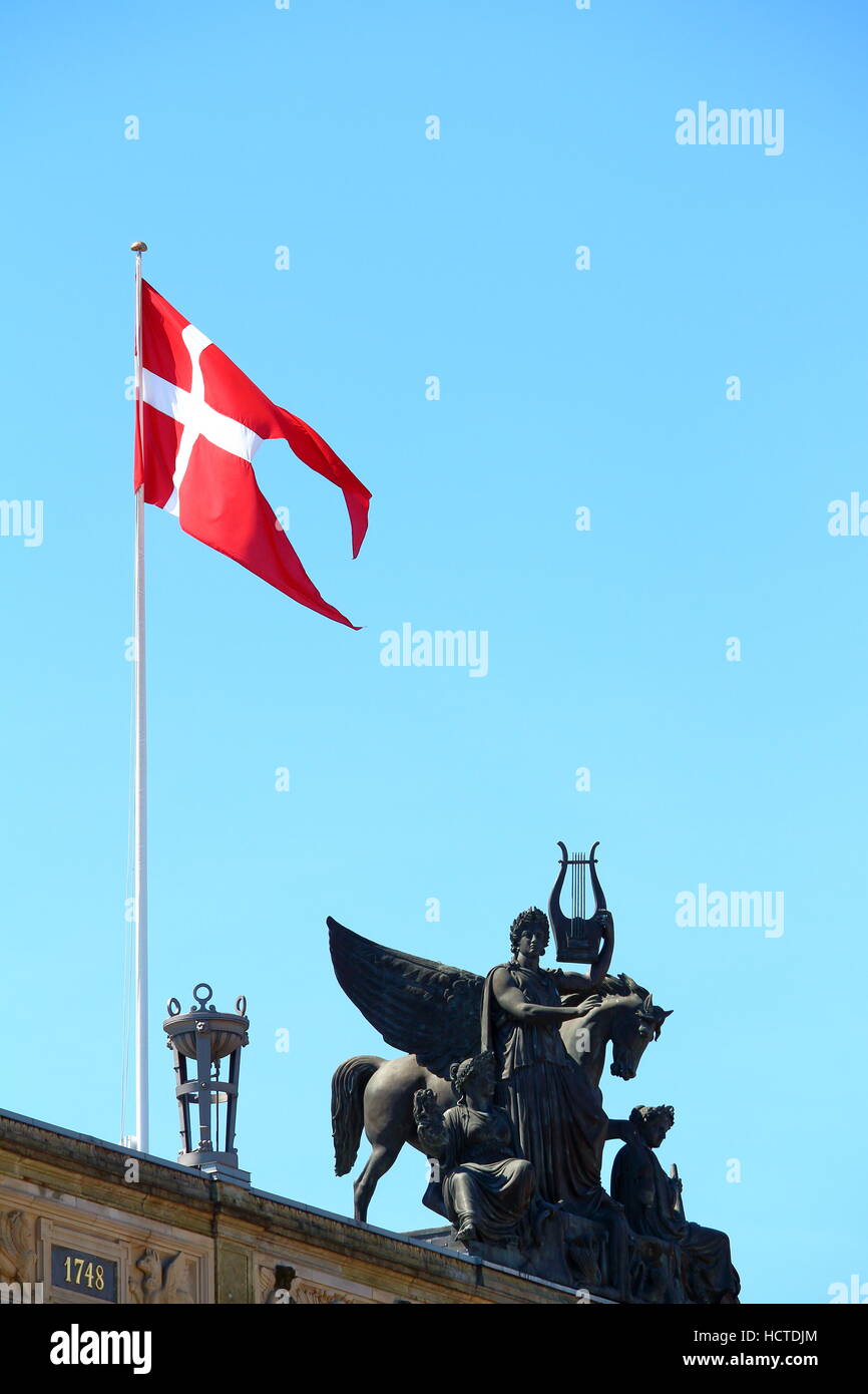 Denmark flag in Copenhagen Stock Photo - Alamy