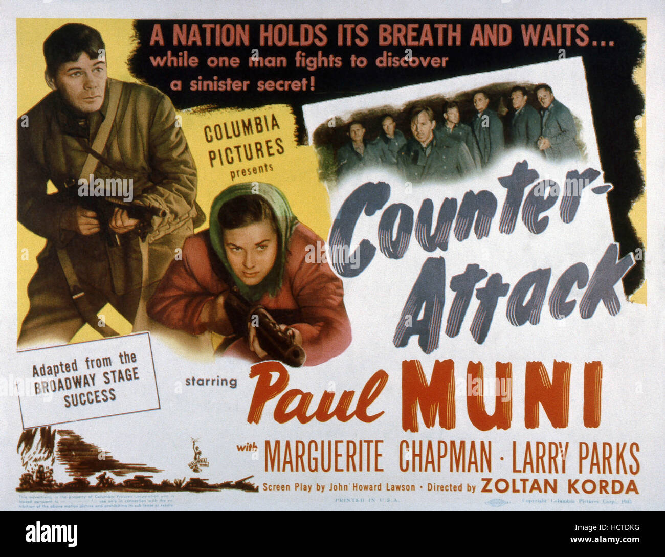 COUNTER-ATTACK, from left: Paul Muni, Marguerite Chapman, 1945 Stock ...