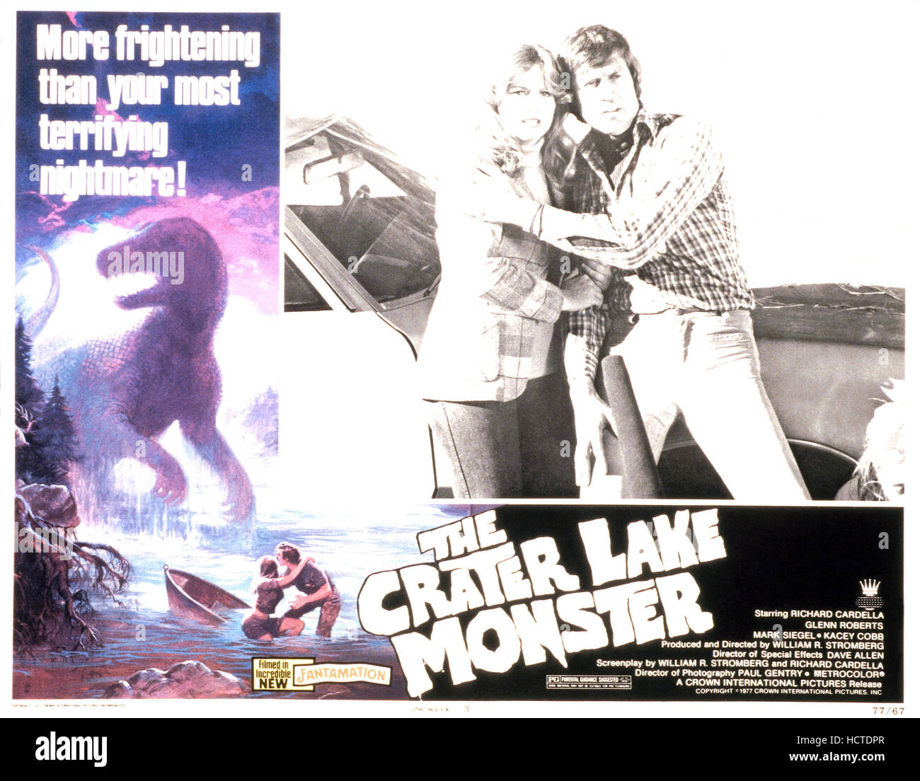 THE CRATER LAKE MONSTER, US lobbycard, from left: Kacey Cobb, Richard ...