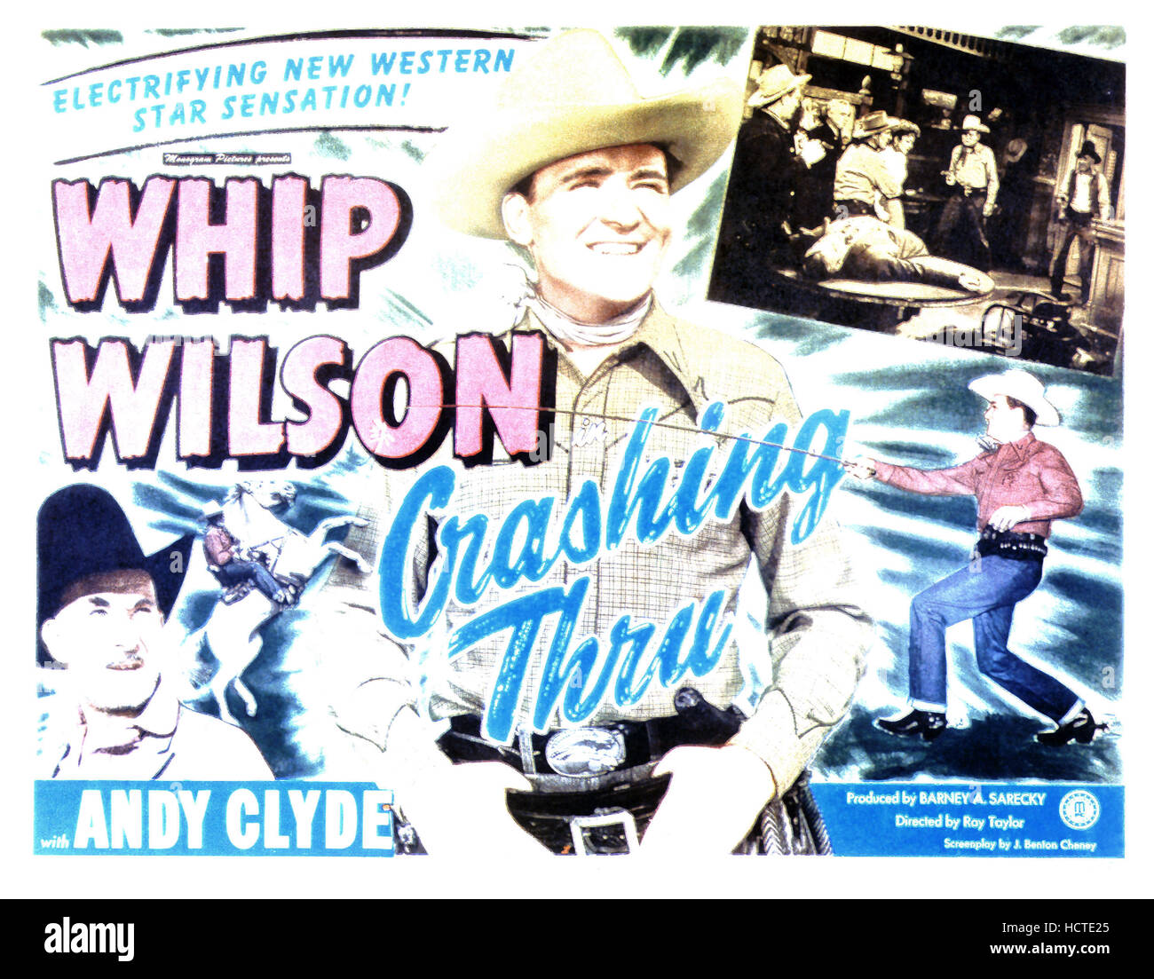 CRASHING THRU, Andy Clyde (bottom left), Whip Wilson (center), 1949 ...