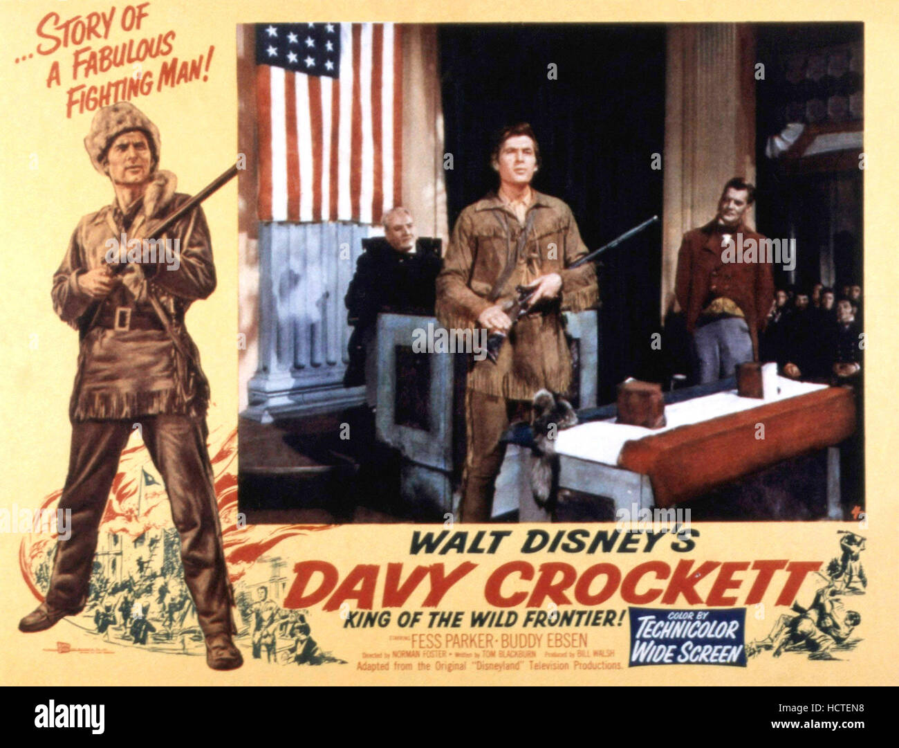 DAVY CROCKETT, KING OF THE WILD FRONTIER, Fess Parker, 1955 Stock Photo ...