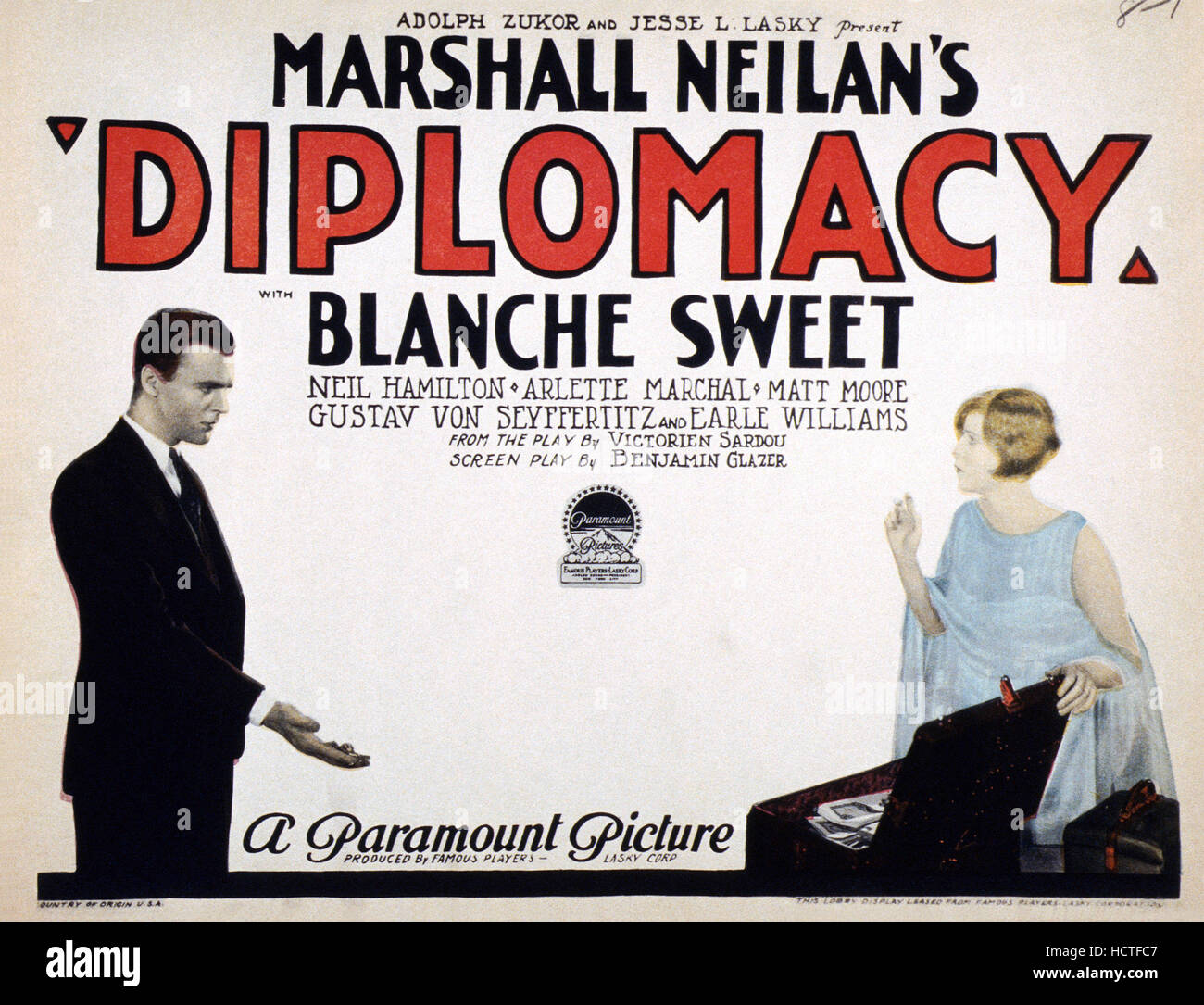 DIPLOMACY, from left: Neil Hamilton, Blanche Sweet, 1926 Stock Photo ...