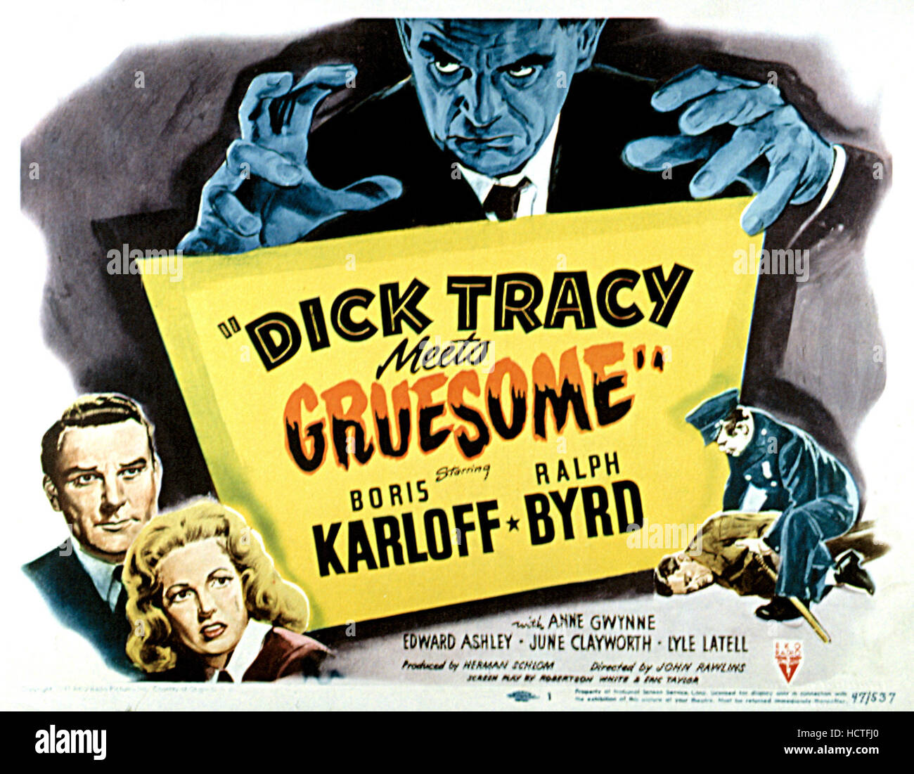 DICK TRACY MEETS GRUESOME, Ralph Byrd, Anne Gwynne, Boris Karloff, 1947 ...