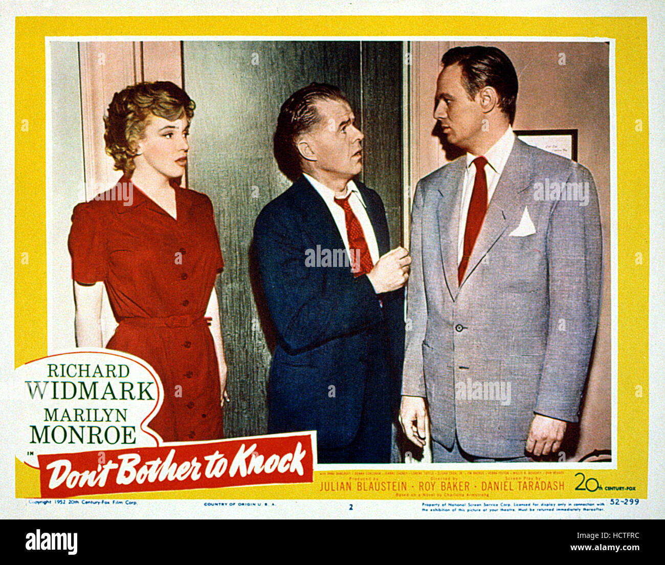 DON'T BOTHER TO KNOCK, Marilyn Monroe, Elisha Cook Jr., Richard Widmark, 1952, TM & Copyright (c ...