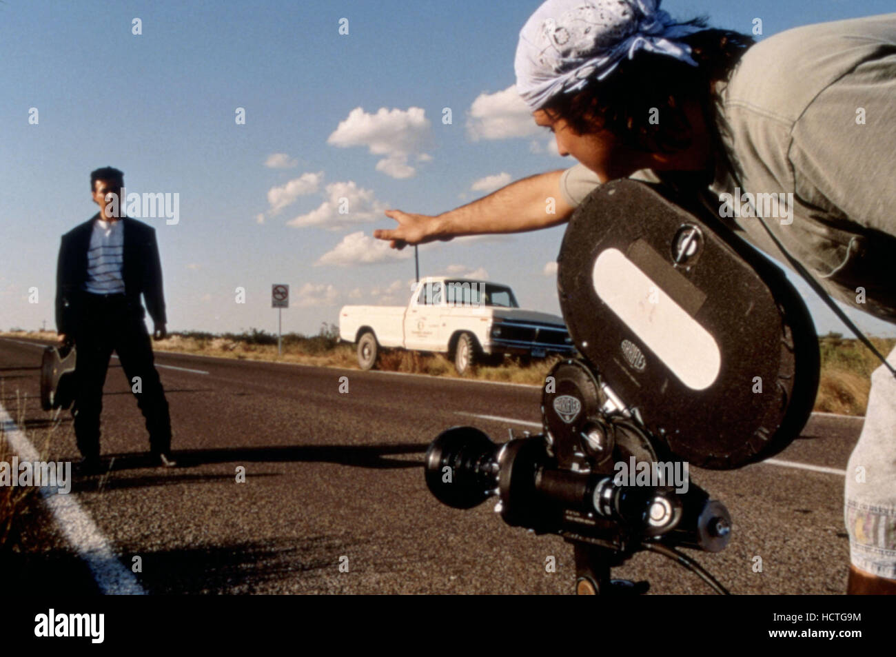 EL MARIACHI, Carlos Gallardo, director Robert Rodriguez, on set, 1992 ...