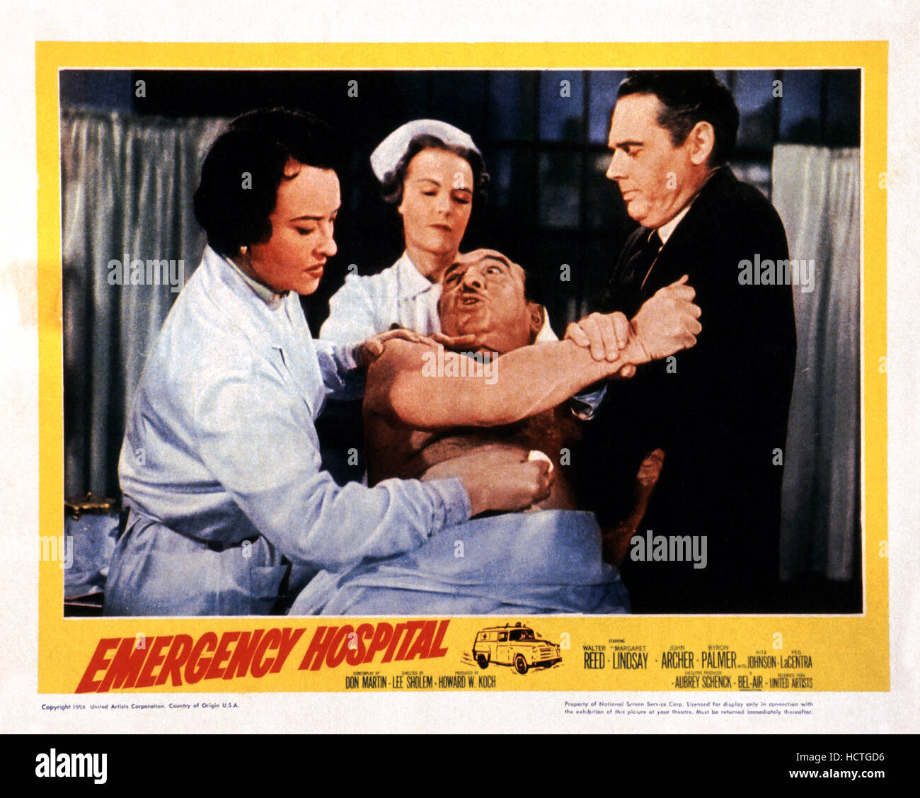 EMERGENCY HOSPITAL, US lobbycard, Margaret Lindsay (left), Peg LaCentra ...
