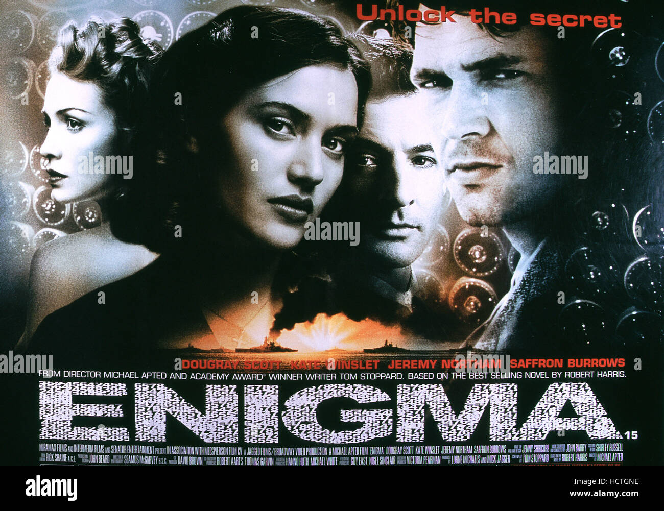 ENIGMA, British poster art, from left: Saffron Burrows, Kate Winslet, Jeremy Northam, Dougray ...