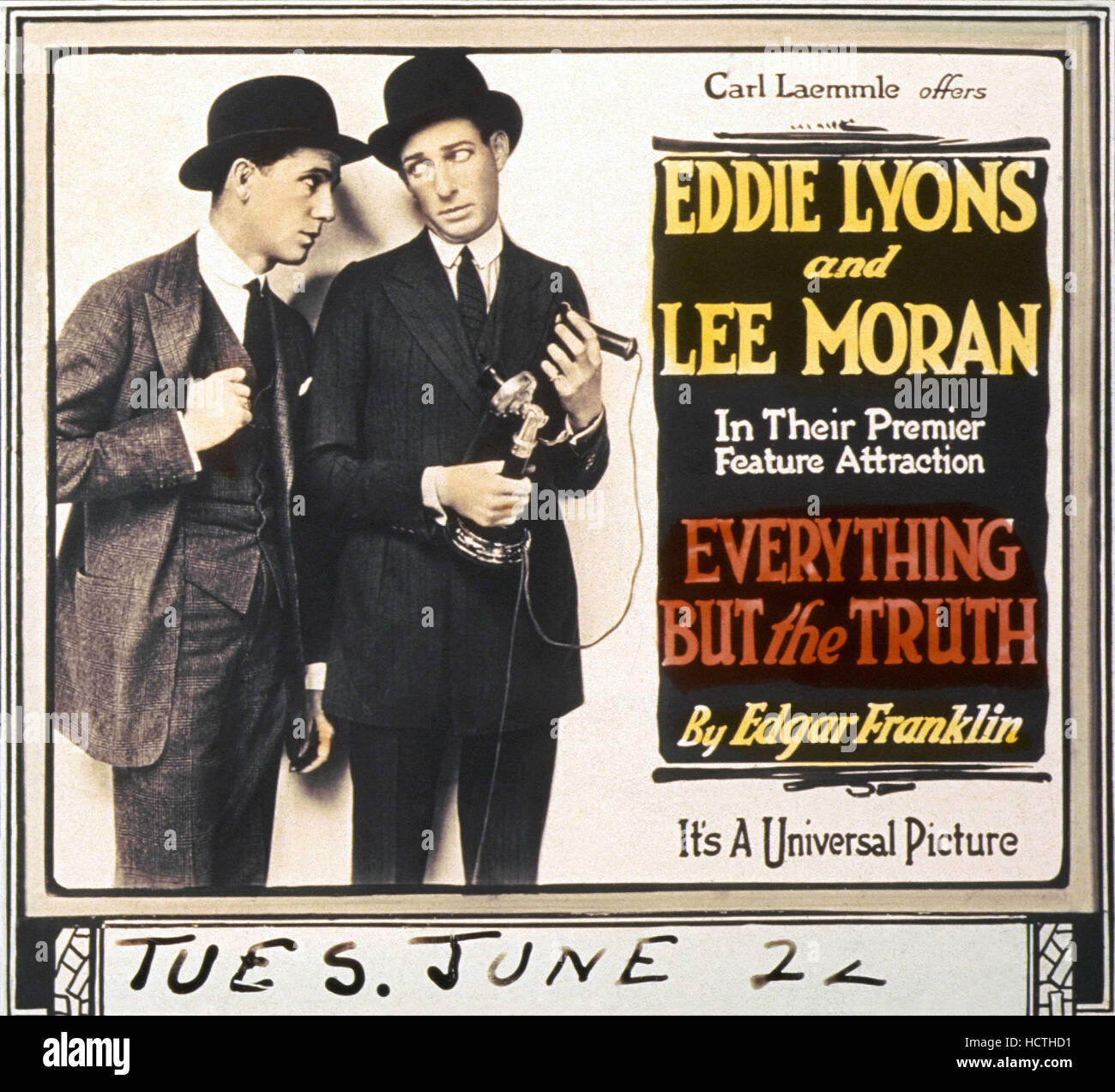 EVERYTHING BUT THE TRUTH, from left: Eddie Lyons, Lee Moran, 1920 Stock ...