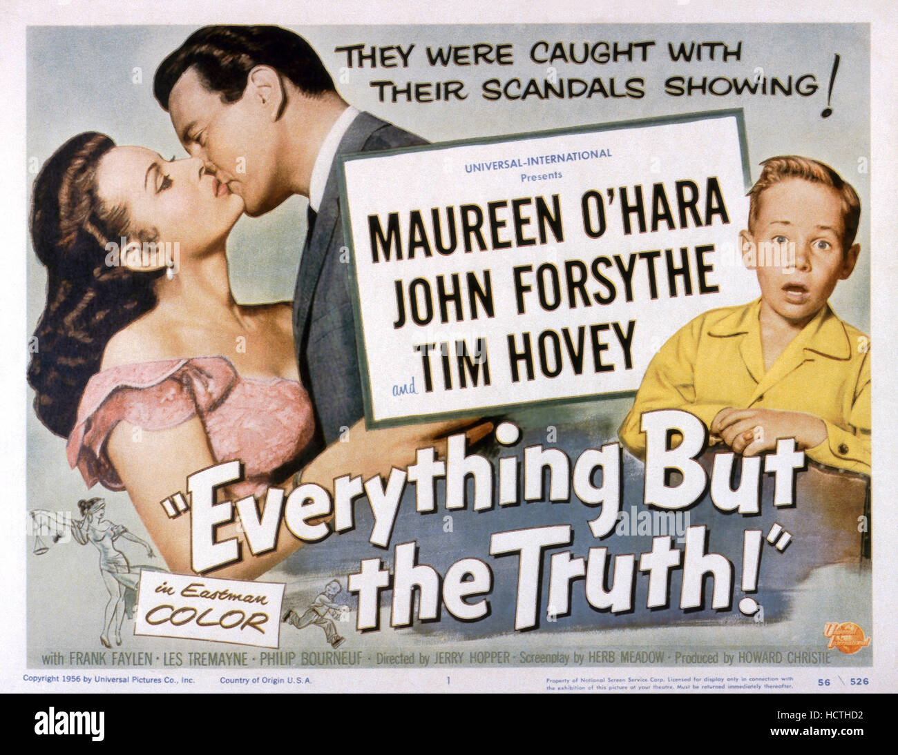 EVERYTHING BUT THE TRUTH, from left: Maureen O'Hara, John Forsythe, Tim ...