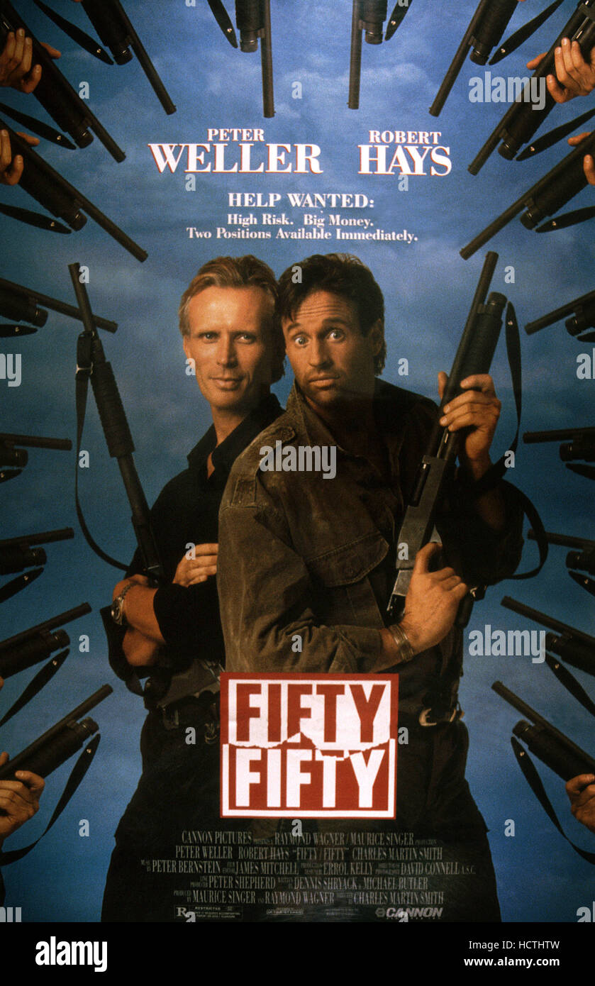 FIFTY/FIFTY, U.S. poster, from left: Peter Weller, Robert Hays, 1992 ...