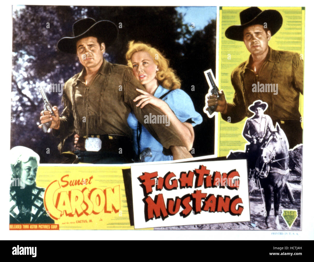 FIGHTING MUSTANG, Sunset Carson, Patricia Starling, 1948 Stock Photo ...