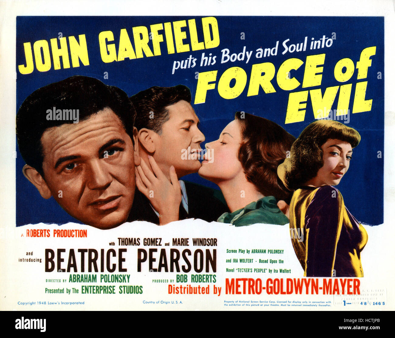 FORCE OF EVIL, John Garfield, Beatrice Pearson, Marie Windsor, 1948 ...