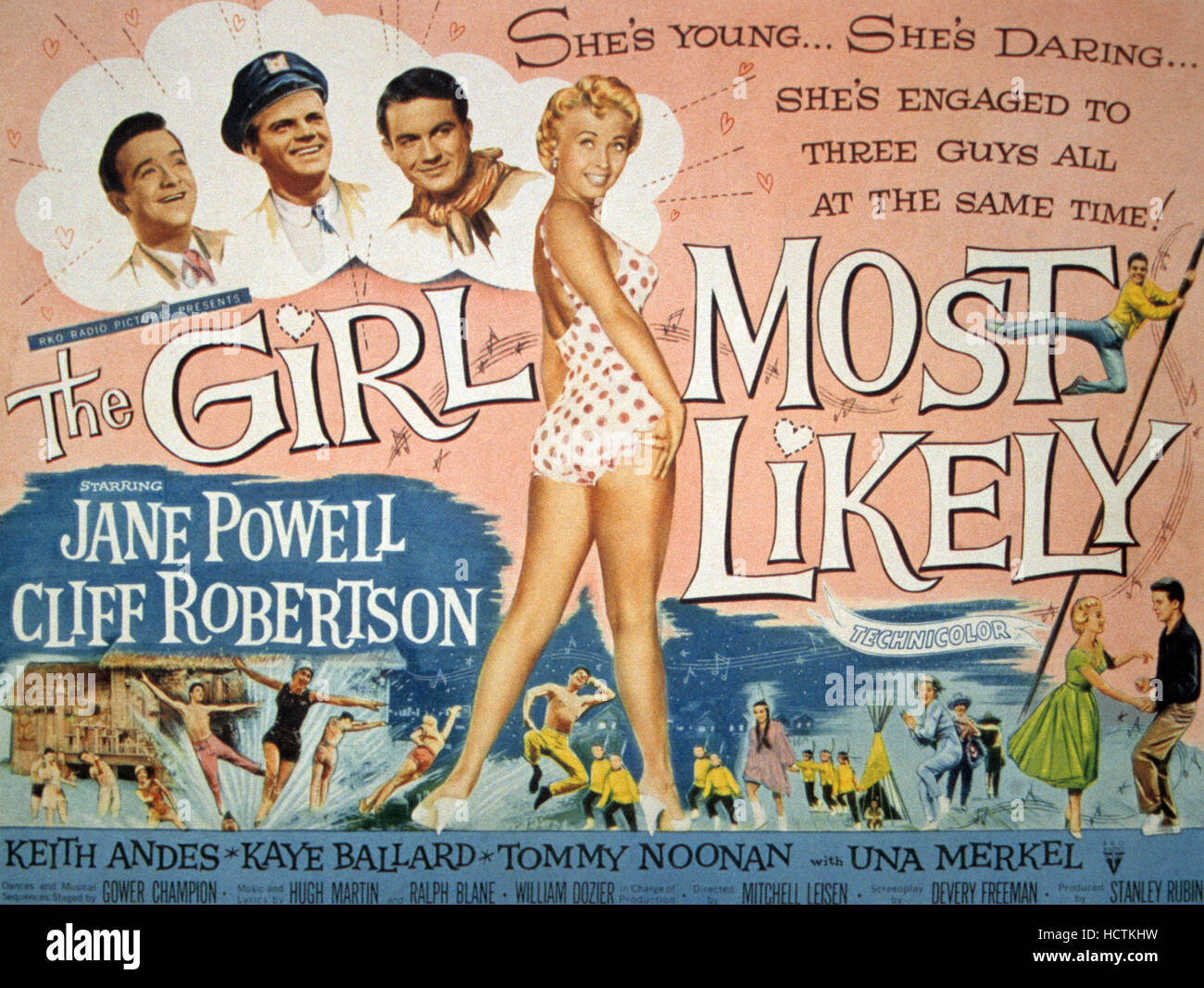 THE GIRL MOST LIKELY, from left: Tommy Noonan, Keith Andes, Cliff ...