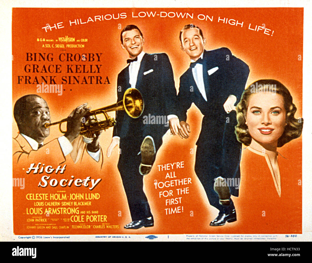 HIGH SOCIETY, Louis Armstrong, Frank Sinatra, Bing Crosby, Grace Kelly ...