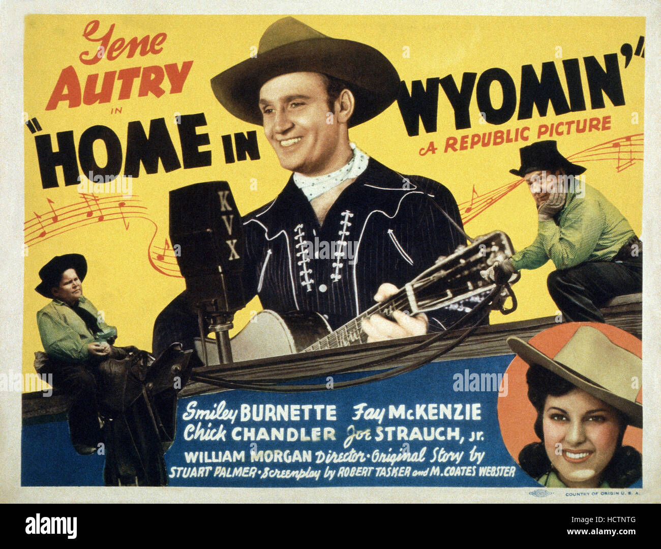 HOME IN WYOMIN', from left: Joe Strauch Jr., Gene Autry, Smiley ...