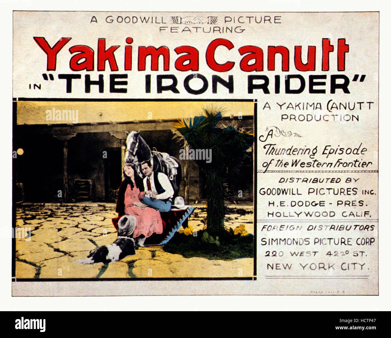 THE IRON RIDER, US poster, from left: Elsa Benham, Yakima Canutt, 1926 ...