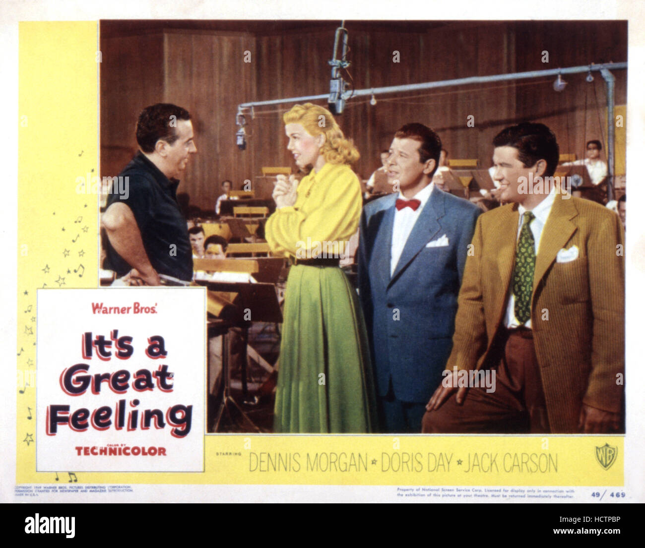 IT'S A GREAT FEELING, from left: Ray Heindorf, Doris Day, Jack Carson, Dennis Morgan, 1949 Stock ...