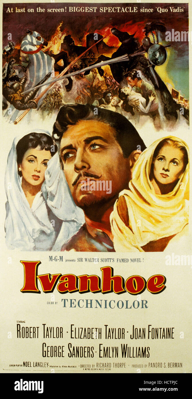 IVANHOE, Elizabeth Taylor, Robert Taylor, Joan Fontaine, 1952 Stock ...
