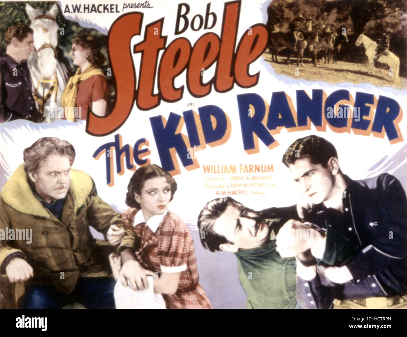 THE KID RANGER, Bob Steele, Earl Dwire, Joan Barclay, Charles King ...