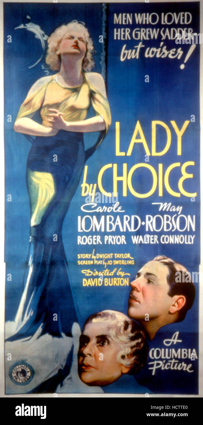 LADY BY CHOICE, Carole Lombard, May Robson, Roger Pryor, 1934 Stock ...