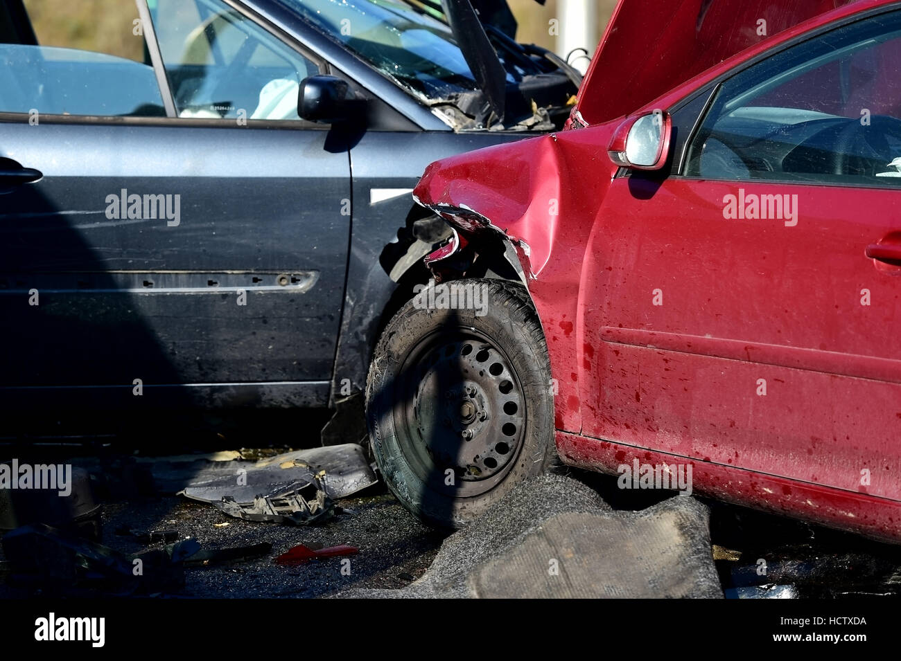 Detail with damage automobile after a car crash accident Stock Photo ...