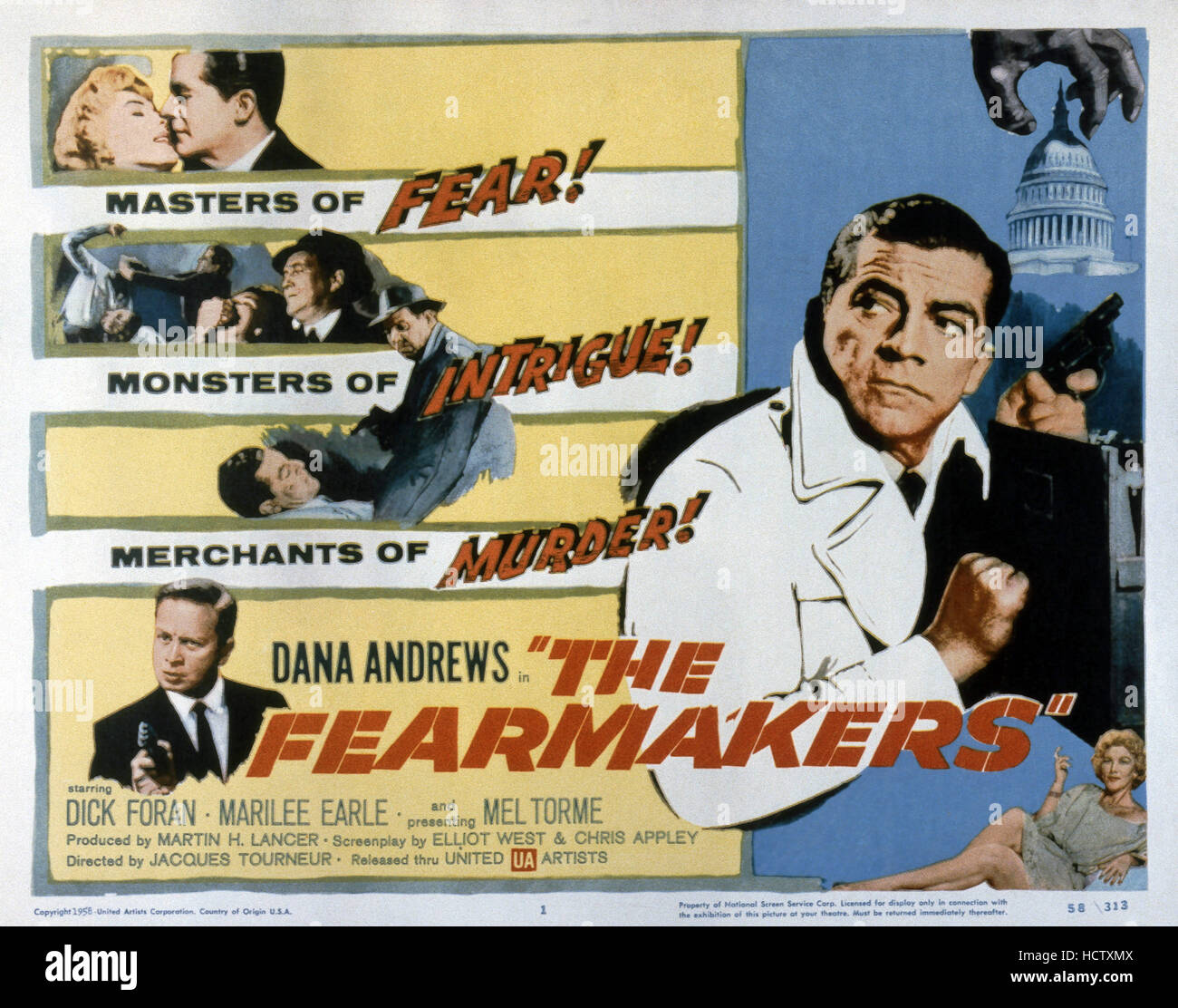 THE FEARMAKERS, bottom from left: Mel Torme, Dana Andrews, Marilee ...