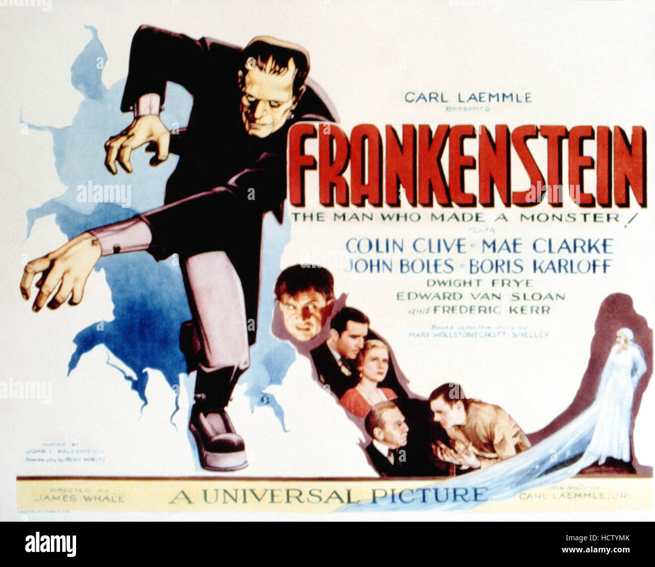 FRANKENSTEIN, Boris Karloff, Dwight Frye, John Boles, Mae Clarke ...