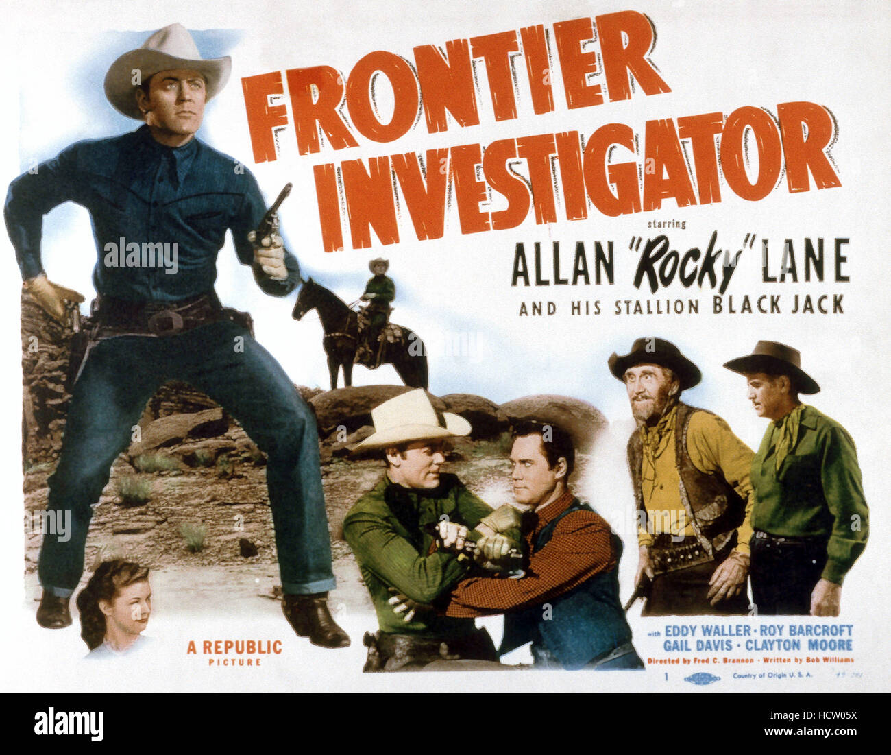 FRONTIER INVESTIGATOR, Allan Lane (left), Eddy Waller (second right ...