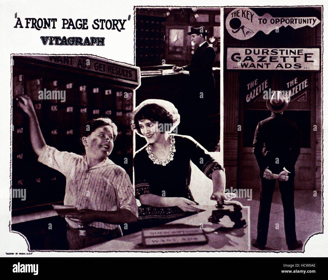 A FRONT PAGE STORY, US lobbycard, from left: Buddy Messinger, Edith ...