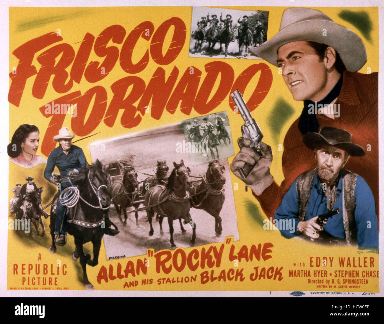 FRISCO TORNADO, Martha Hyer (left), right from top: Allan Lane, Eddy ...