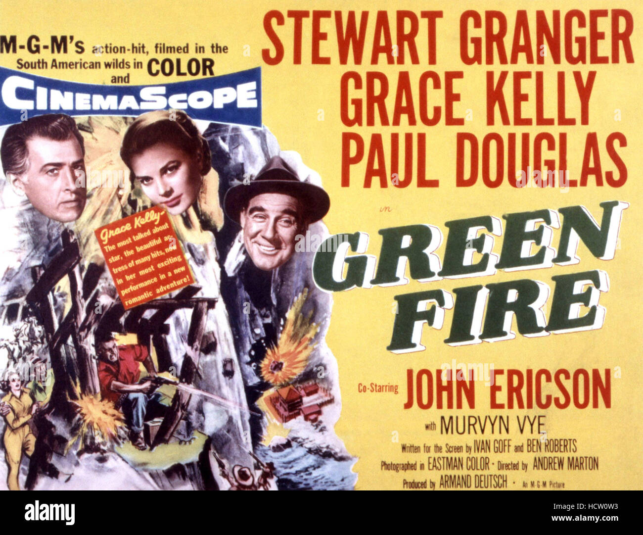 GREEN FIRE, Stewart Granger, Grace Kelly, Paul Douglas, 1954 Stock ...