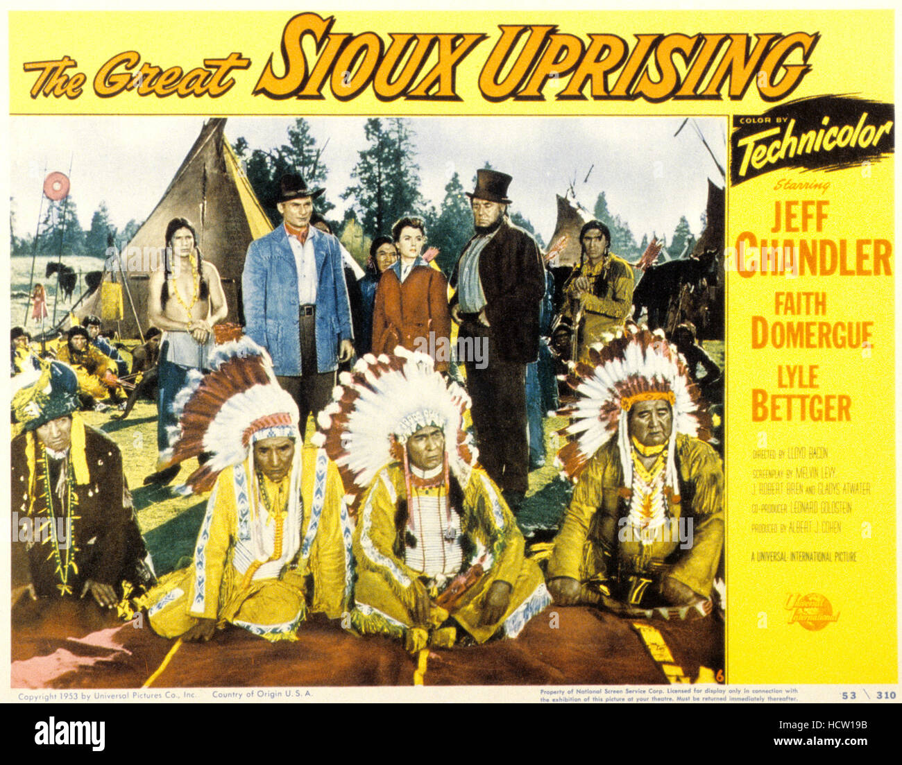 THE GREAT SIOUX UPRISING, Jeff Chandler, Faith Domergue, 1953 Stock ...