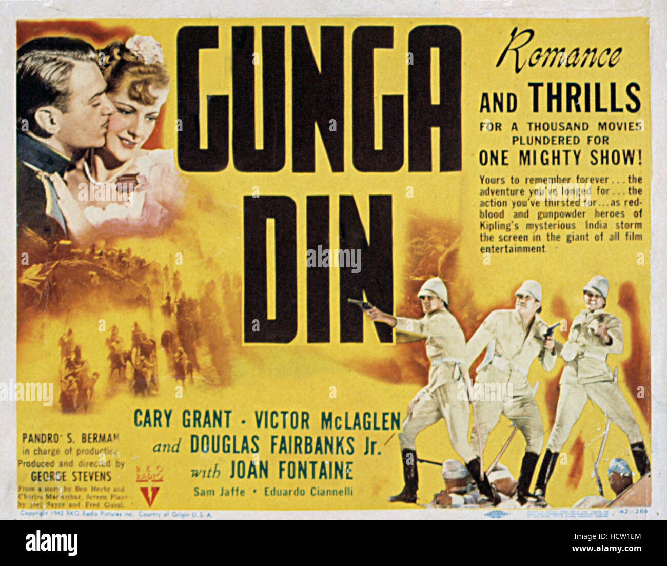 GUNGA DIN, Douglas Fairbanks Jr., Joan Fontaine, Cary Grant, Victor ...