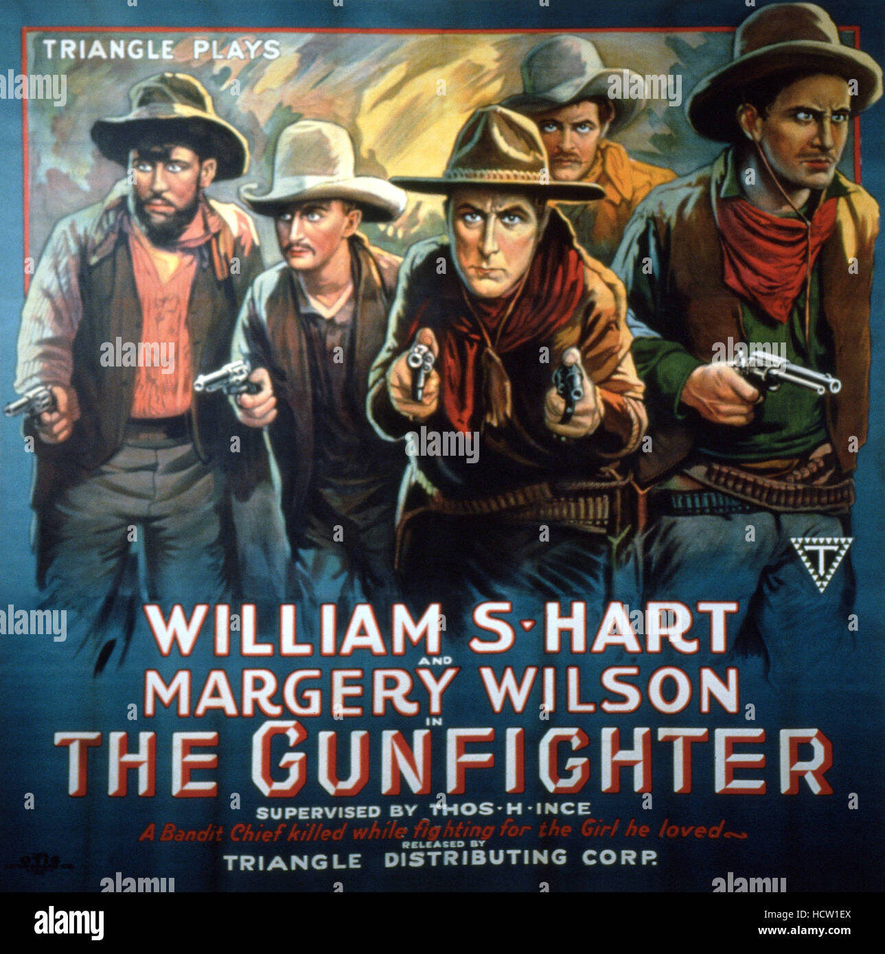THE GUN FIGHTER, U.S. poster, William S. Hart (center), 1917 Stock ...