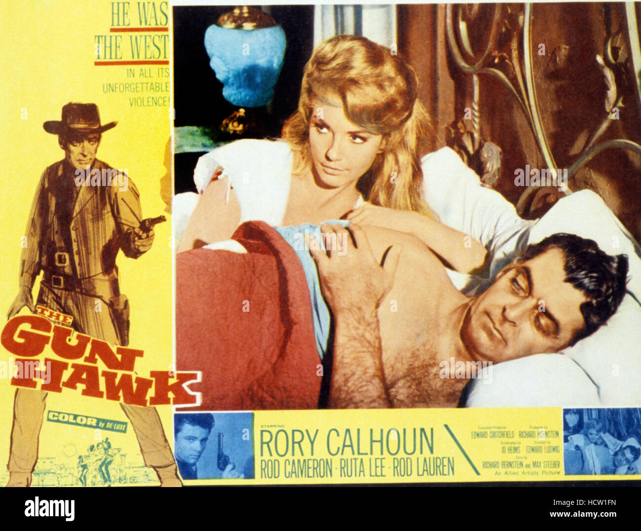 THE GUN HAWK, l-r: Ruta Lee, Rory Calhoun on lobbycard, 1963 Stock ...
