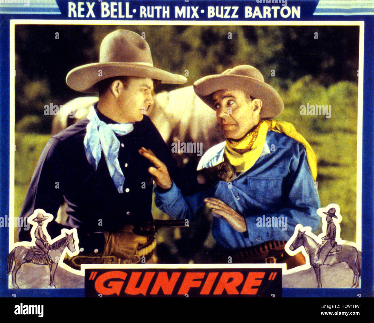 GUNFIRE, left: Rex Bell on lobbycard, 1934 Stock Photo - Alamy