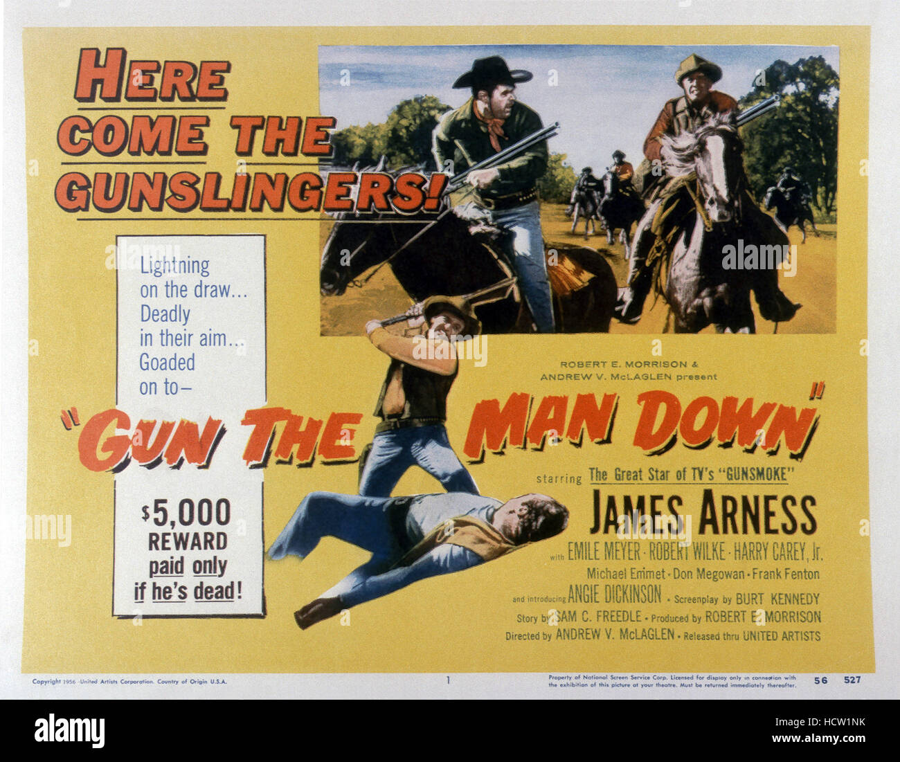GUN THE MAN DOWN, James Arness (center), 1956 Stock Photo - Alamy